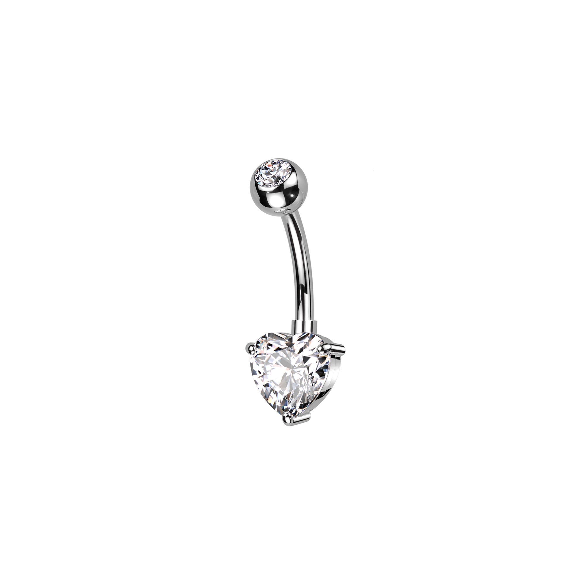 Titanium Heart CZ Prong Set Belly Ring – Vital Piercing